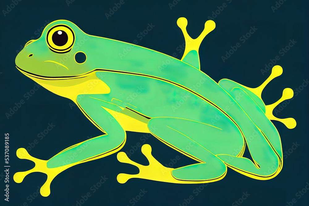Thug frog, 2d illustration. Back view of cool trendy dressed ...