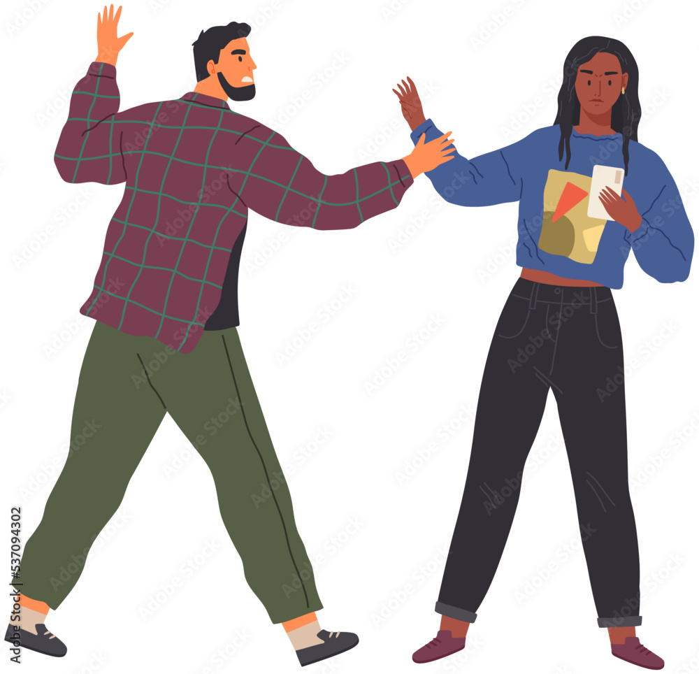 Angry couple quarreling over smartphon. Online conversation. Violation ...