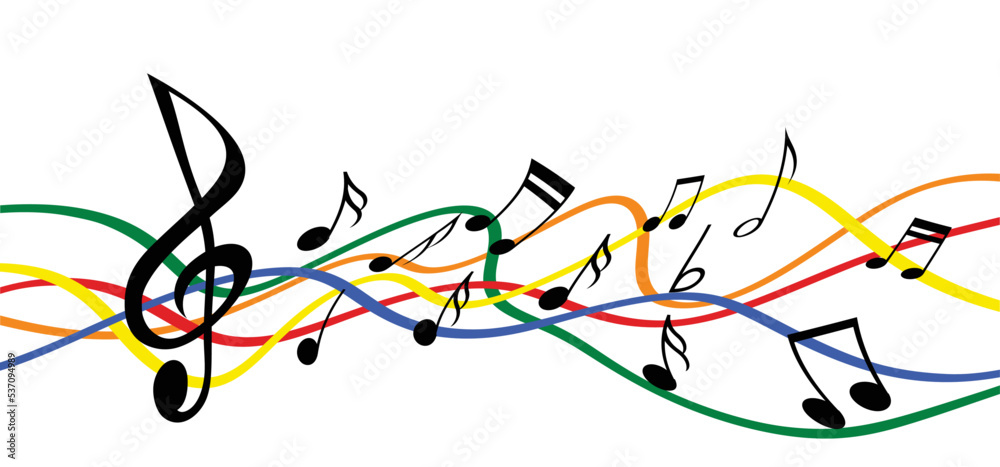 Musical notes stave line pattern symbol icon for staff and music note ...