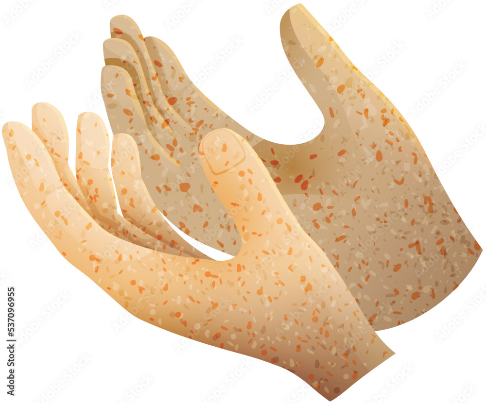 Hand drawn cupped hands illustration. Raised hands vector concept ...