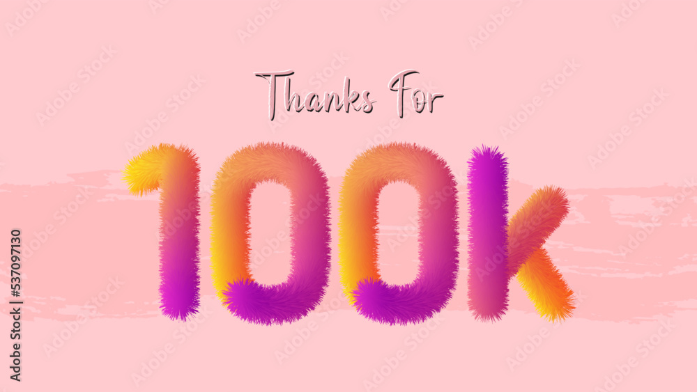 Thanks For 100k Follower Subscriber 3D text effect Stock Vector | Adobe ...
