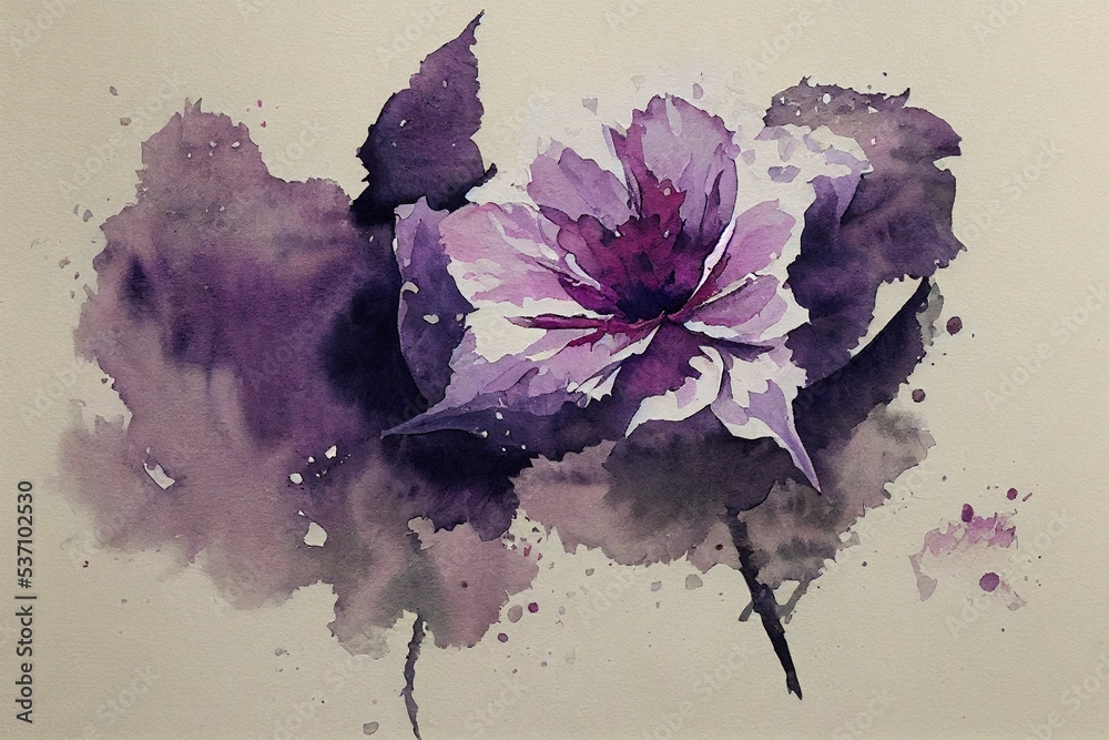 watercolor floral background, violet dark purple, and pink, flowers ...