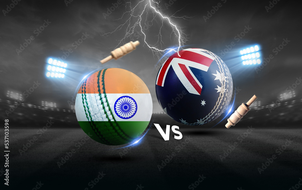 India vs Australia cricket balls with flag. 3d rendering illustration ...