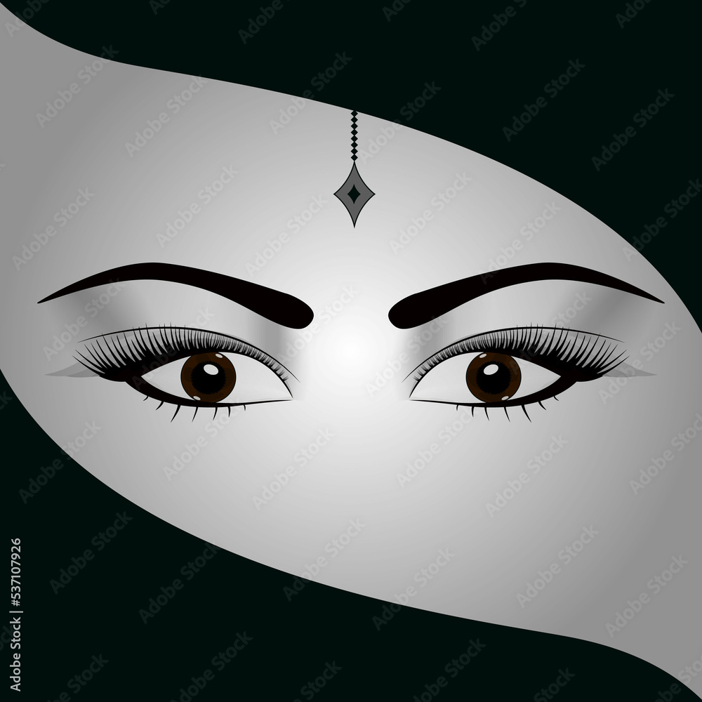 beautiful face of Arabic Muslim woman, illustration Stock Illustration ...
