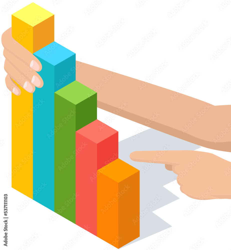 Modem isometric graphic statistical bar icon. Columns step use as ...