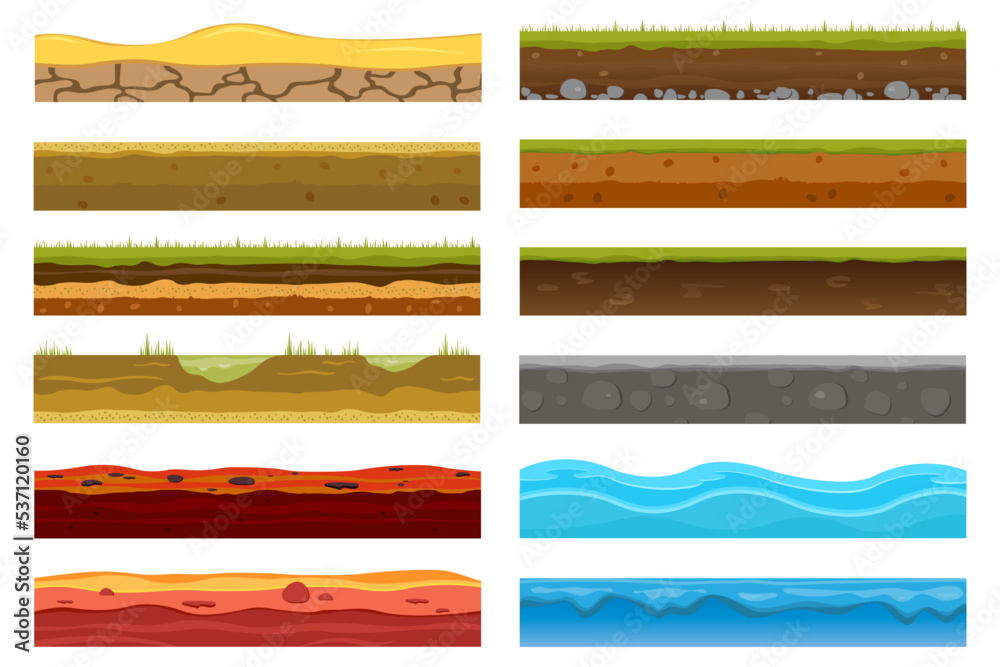 Playing environment: landscape. Ground, soil, water surface, for custom ...