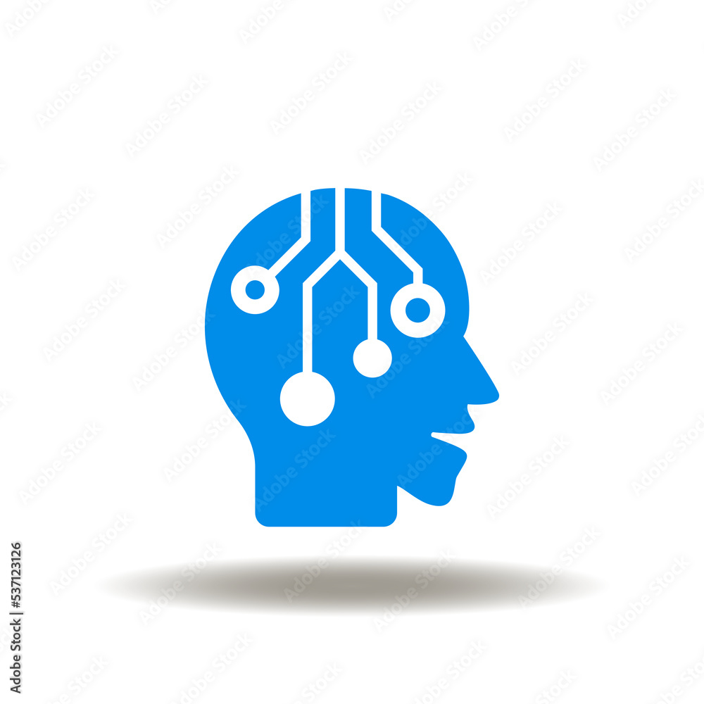 Vector illustration of head with circuit and microchip. Icon of hard ...