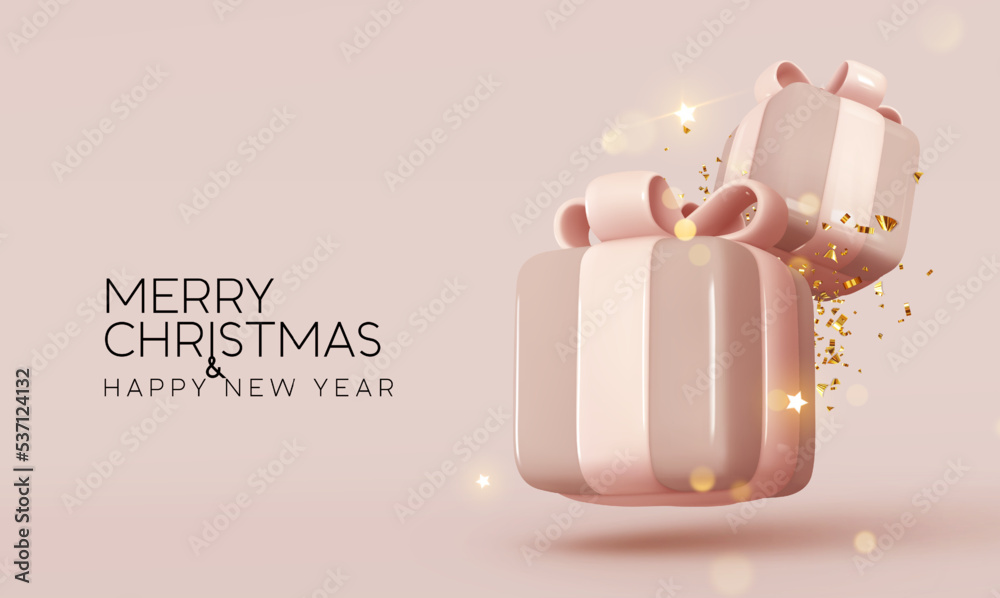 Christmas and new year design realistic 3d gift boxes. Christmas ...