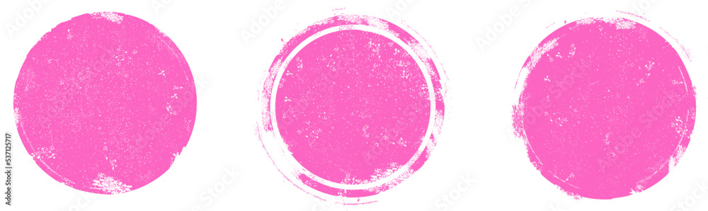 Pink grunge circle stamp set. Round stamp vector isolated on white ...