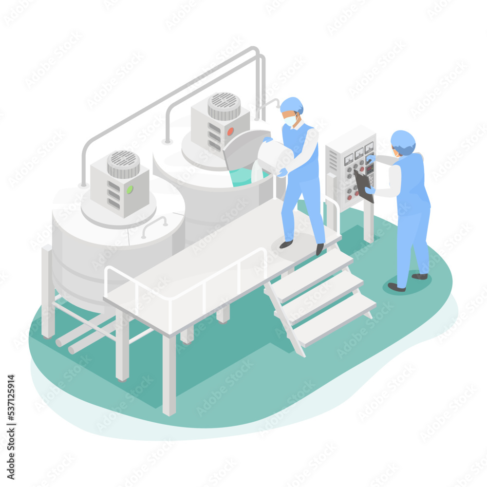 mixer machine with staff cosmetic factory process lasyout isometric ...