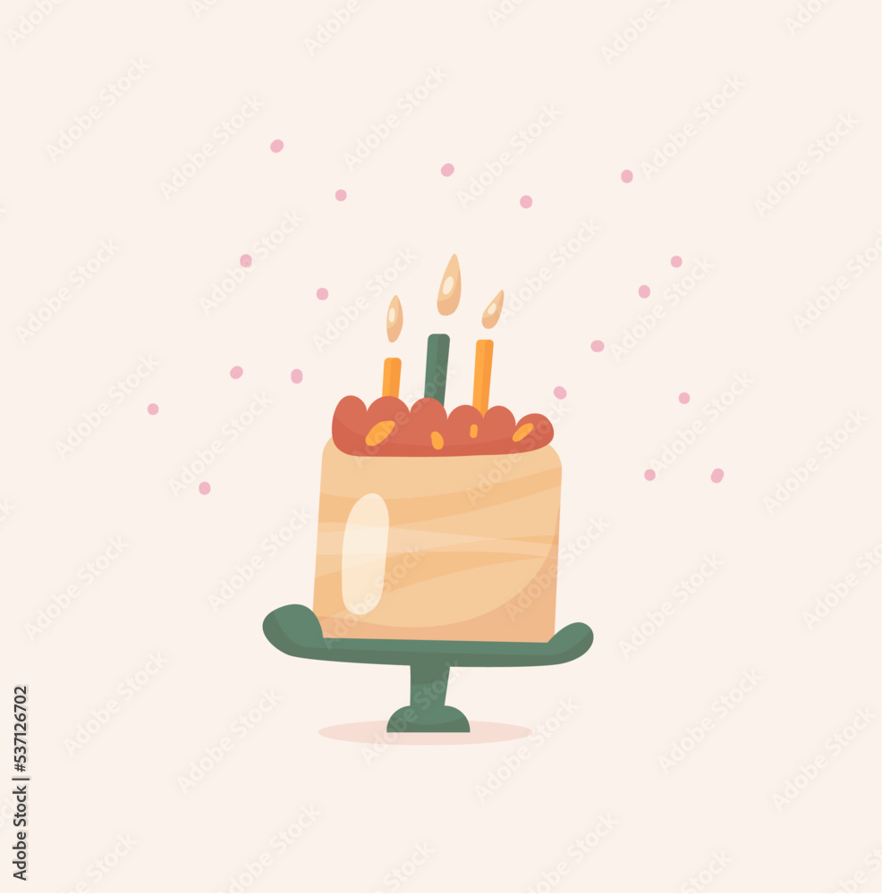 Cartoon birthday cake with confetti and candles, sweet design for any ...
