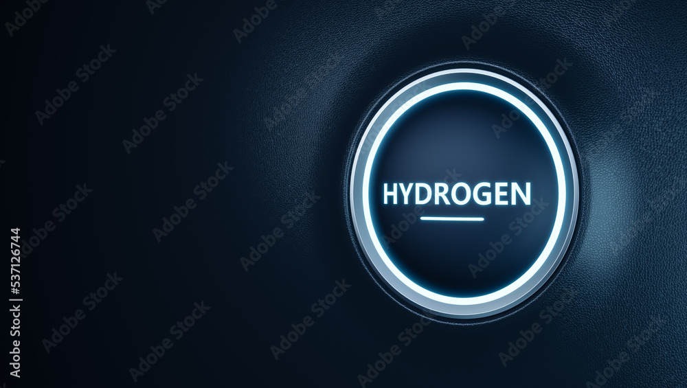Car engine start button concept with hydrogen word, clean power for ...