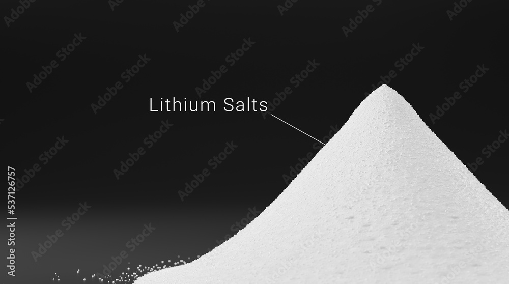 Pile of lithium-rich salt material from deposits for Li-Ion battery ...