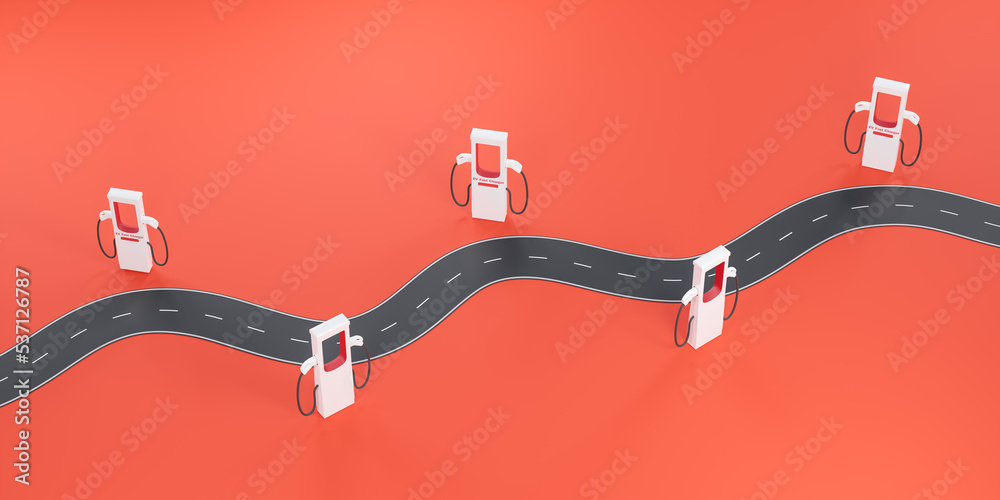 Electric vehicle charging station location on the street, highway map ...