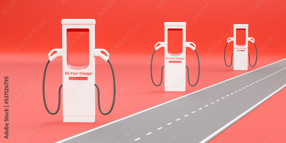 Electric vehicle charging station location on the street, highway map ...