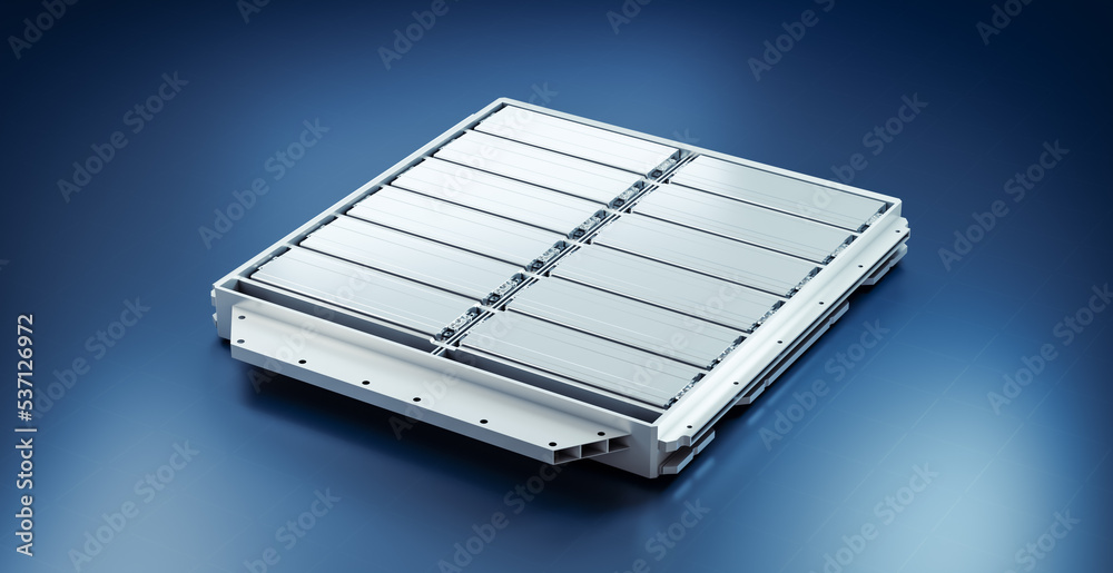 Electric vehicle lithium ion rechargeable battery module inside metal ...