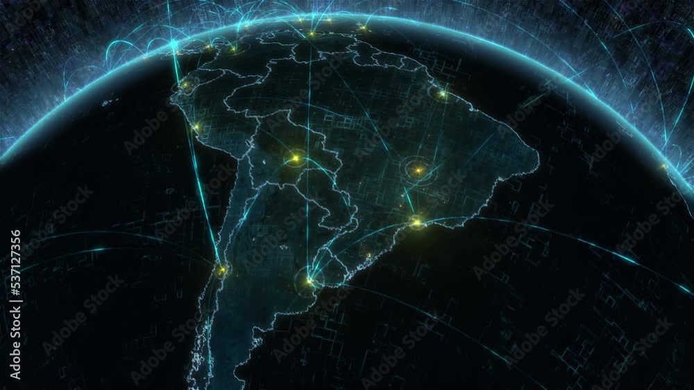 Futuristic Animation of High Tech Rotating Earth with Grids and ...