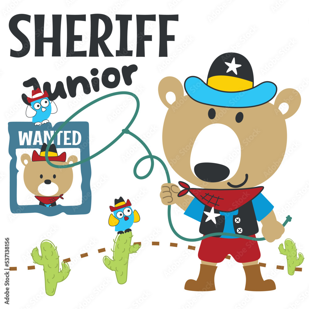 vector illustration of Cute animal cowboy with lasso and and horse ...