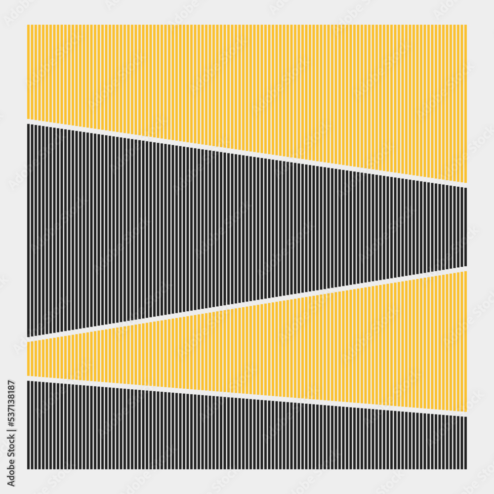 Abstract yellow and black vertical bars organized into rows that cut ...