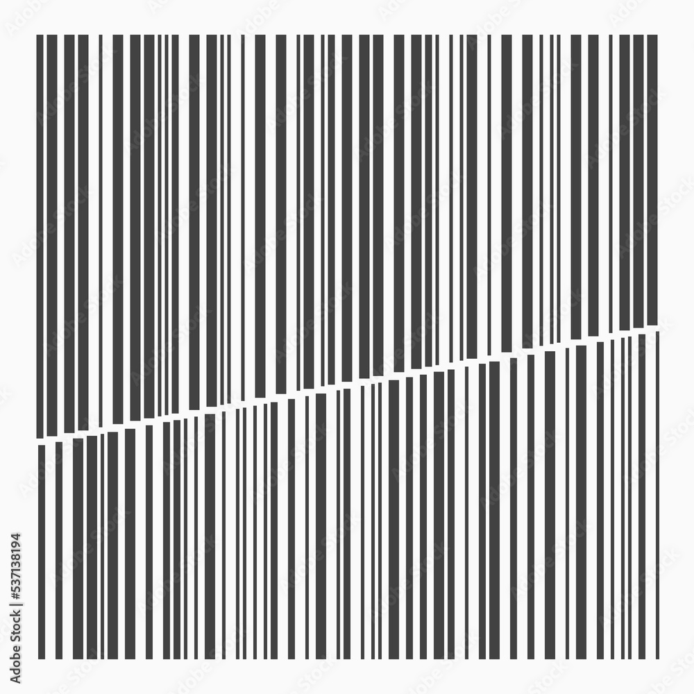 Barcode like abstract black vertical bars organized into rows that cut ...