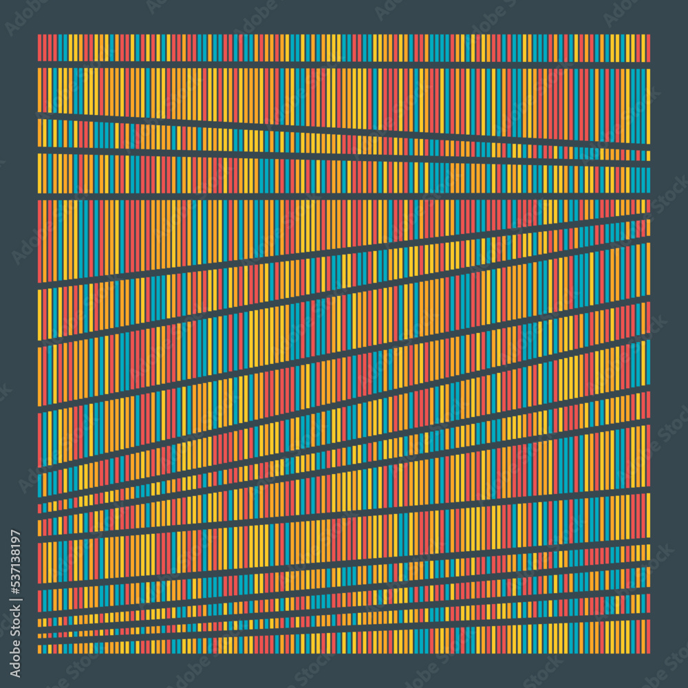 Abstract colorful vertical bars organized into rows that cut across at ...