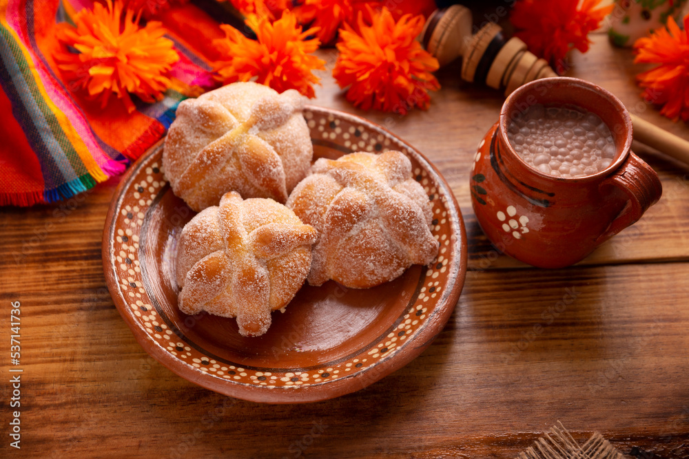 Pan de Muerto. Typical Mexican sweet bread that is consumed in the ...