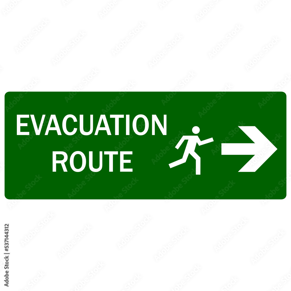 evacuation route sign Stock Illustration | Adobe Stock
