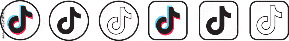 Tik Tok logo set in six different versions in a flat design Stock ...