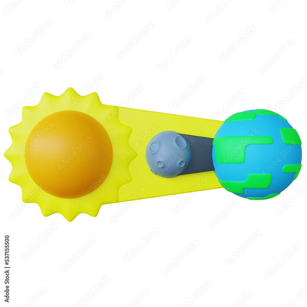 3D Solar Eclipse Infographic Illustration. Highly Rendered Stylized ...