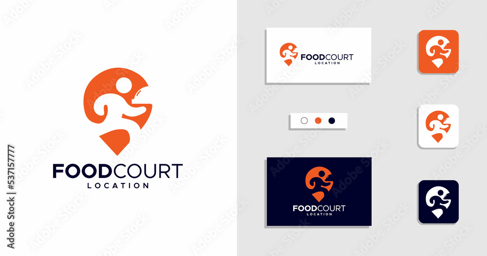 Food map navigation logo icon or food court logo and business card ...