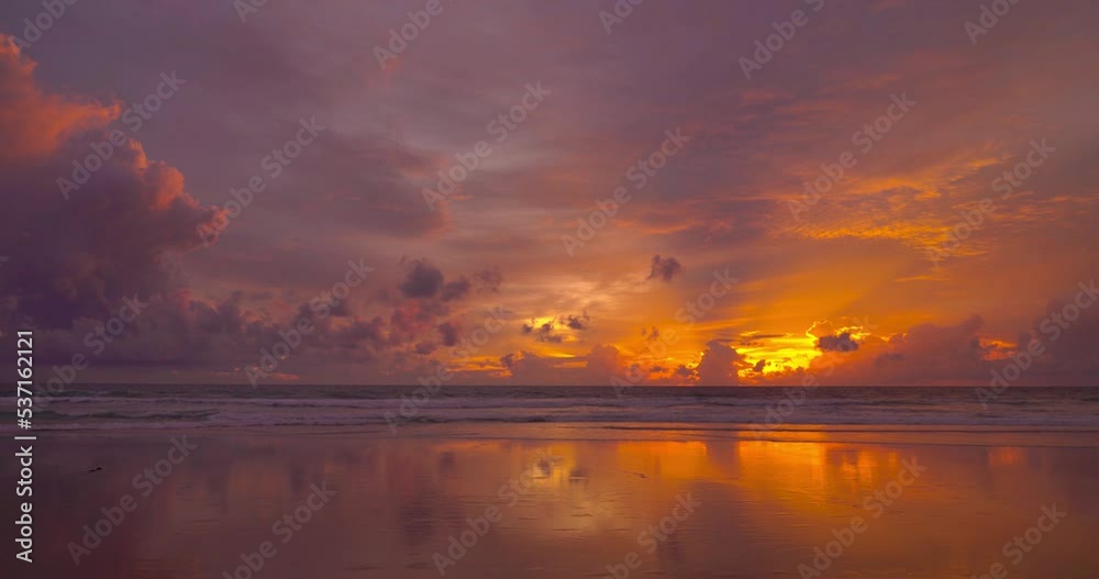 Beautiful beach sea sunset sky over sea. Dramatic sky sunset red clouds ...