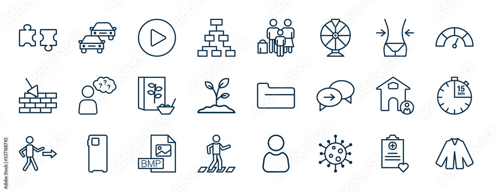 set of most common used web icons in outline style. thin line icons ...