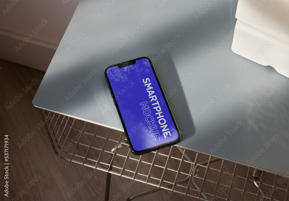 Modern Smartphone Mockup on Nightstand at Home with Daylight Stock ...