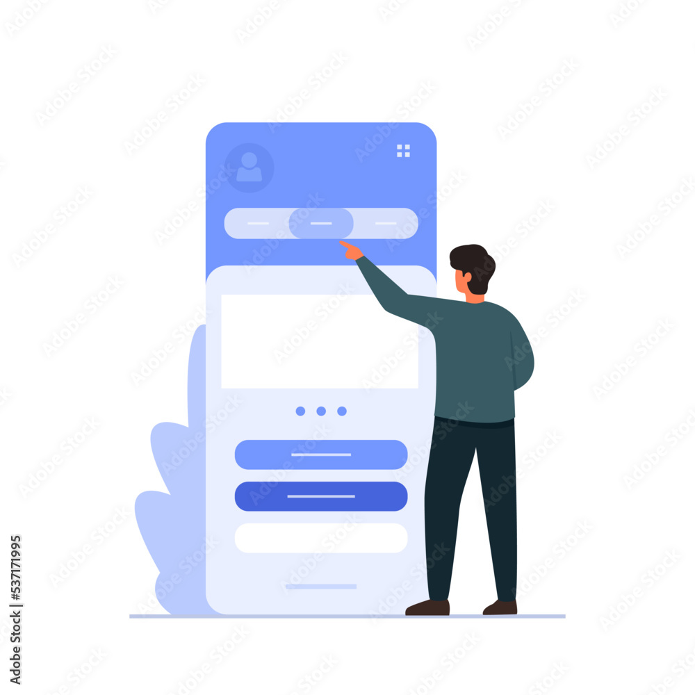 Vector flat illustration of UI-UX design concept. Creating interface ...