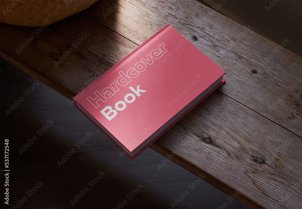 Hardcover Book Mockup With Natural Light on a Wood Table Stock Template ...