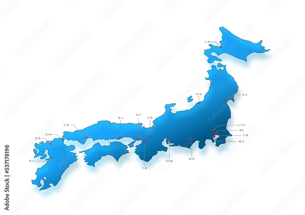 Japan's map with cities PNG ilustração do Stock | Adobe Stock