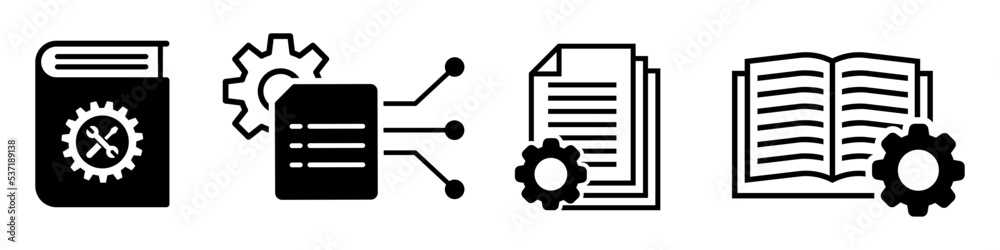 Document vector icon set. technical documentation illustration sign ...