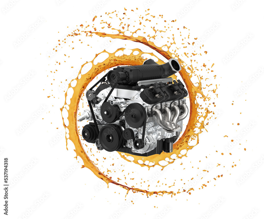 Photo & Art Print Car engine oil. V8 Engine on transparent background ...