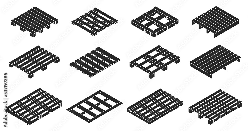 Wooden pallet vector illustration on white background . Isolated black ...