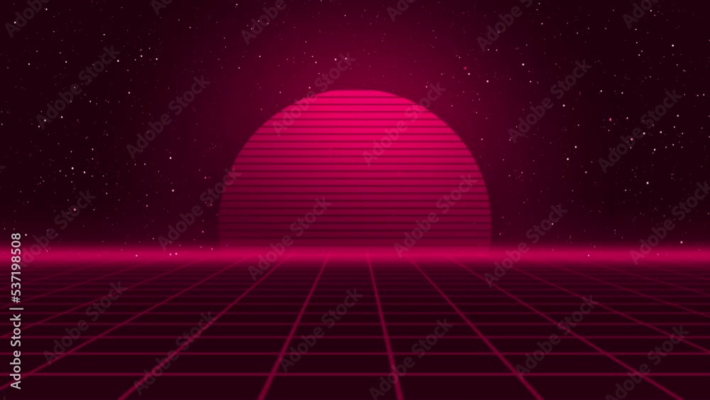 Beautiful Retro Background Animation With Sun. Sun And Star Moving ...