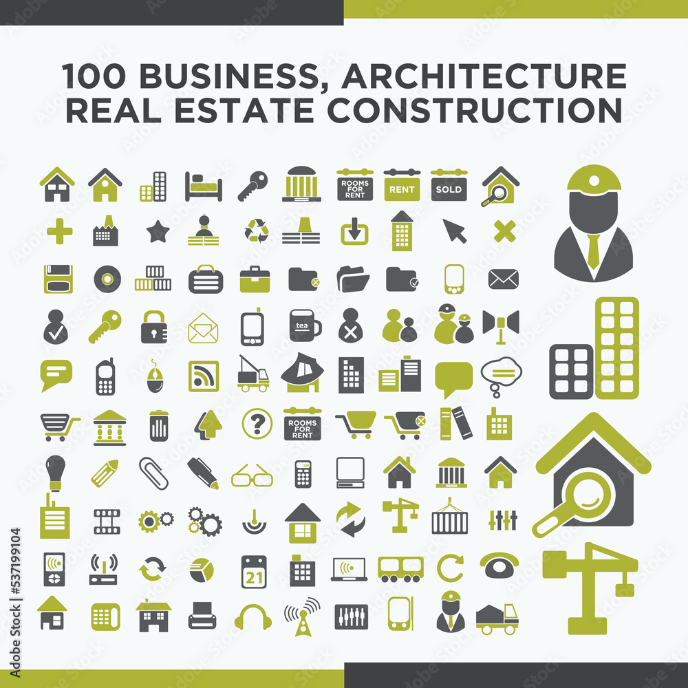 Rental and real estate icons collection big set in a flat design Stock ...