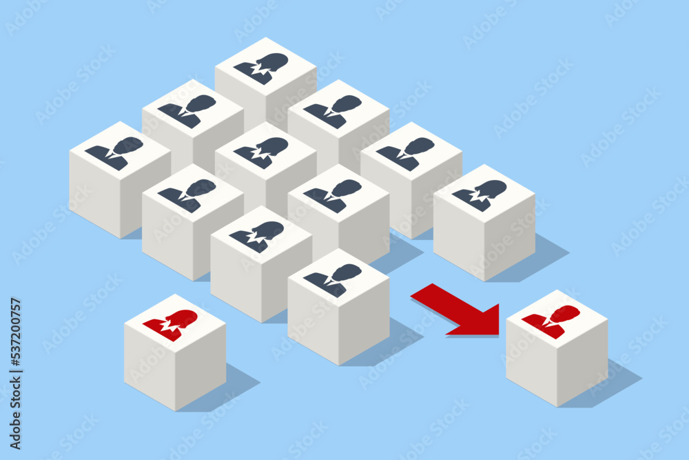 Isometric Organisational Restructuring. Staff Unemployment, job Cuts ...