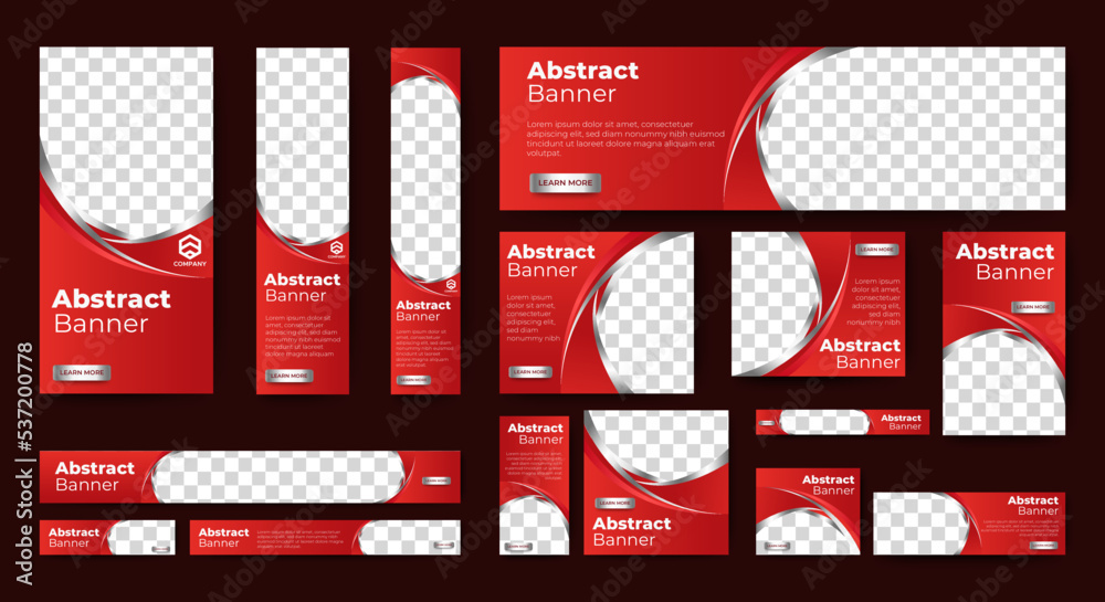 Multipurpose web banners template design set. Abstract Red horizontal ...