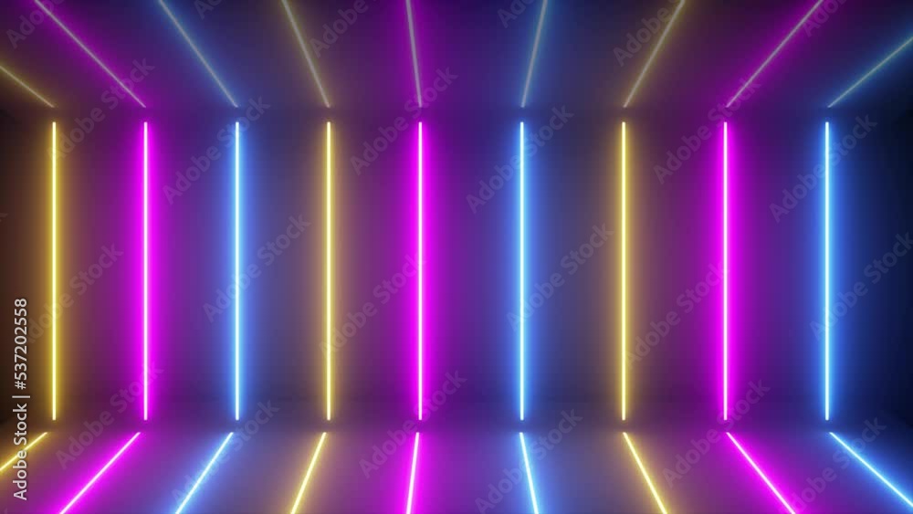 Glowing Neon Line Moving, Neon Sticks Moving On Black Bg, Neon Glowing ...