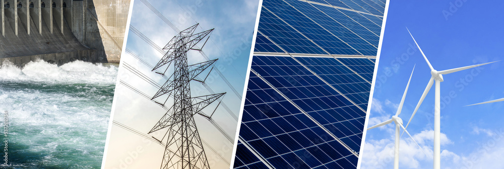 Renewable energy panel concept with solar panel, wind turbine and ...