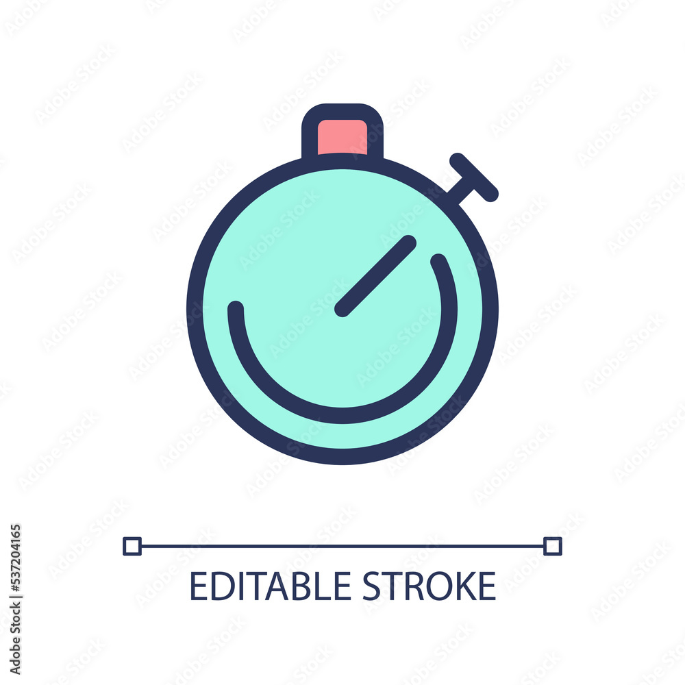 Stop watch pixel perfect RGB color ui icon. Countdown tool. Sport ...