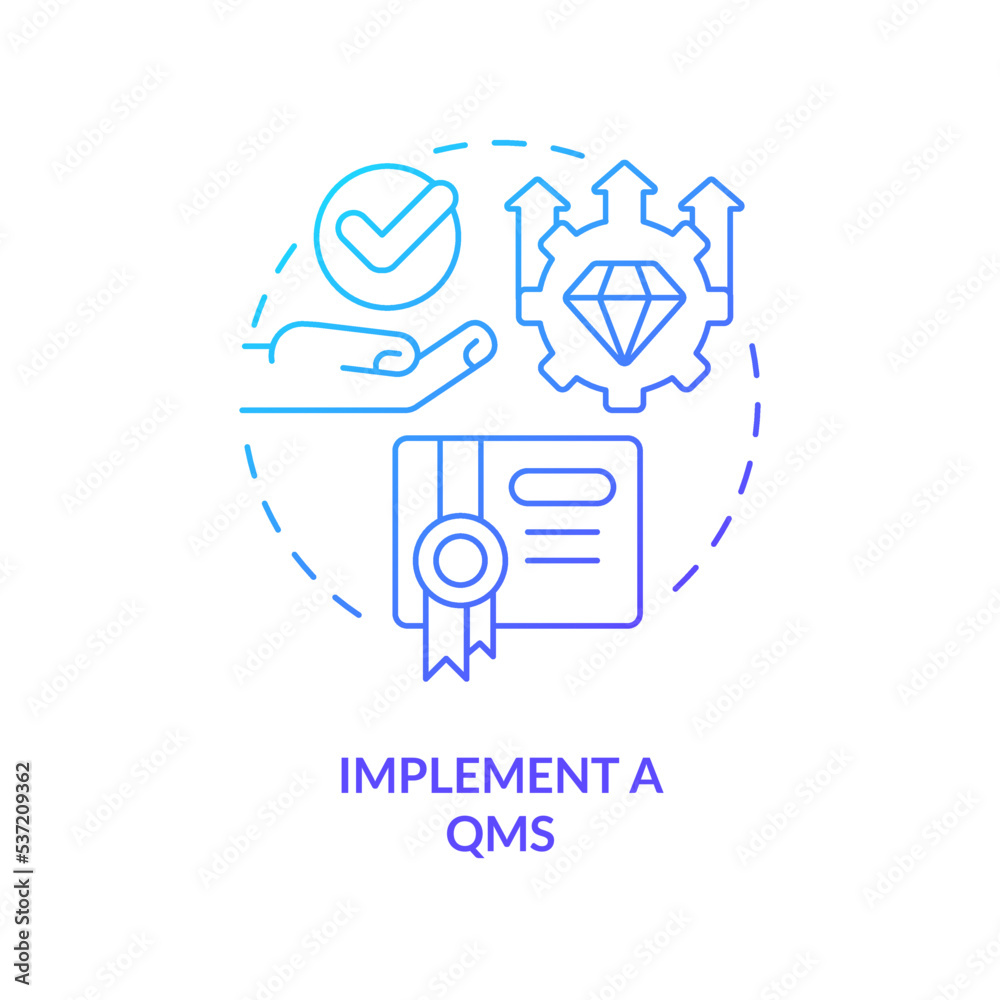 Implement QMS blue gradient concept icon. Quality management system ... Implement QMS blue gradient concept icon. Quality management system ...