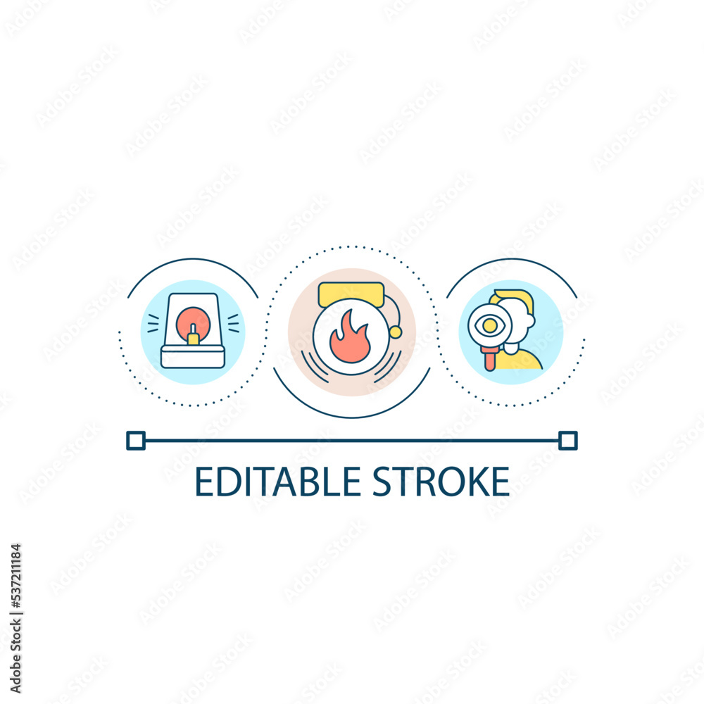Regularly test smoke detector loop concept icon. Winter heating safety ...