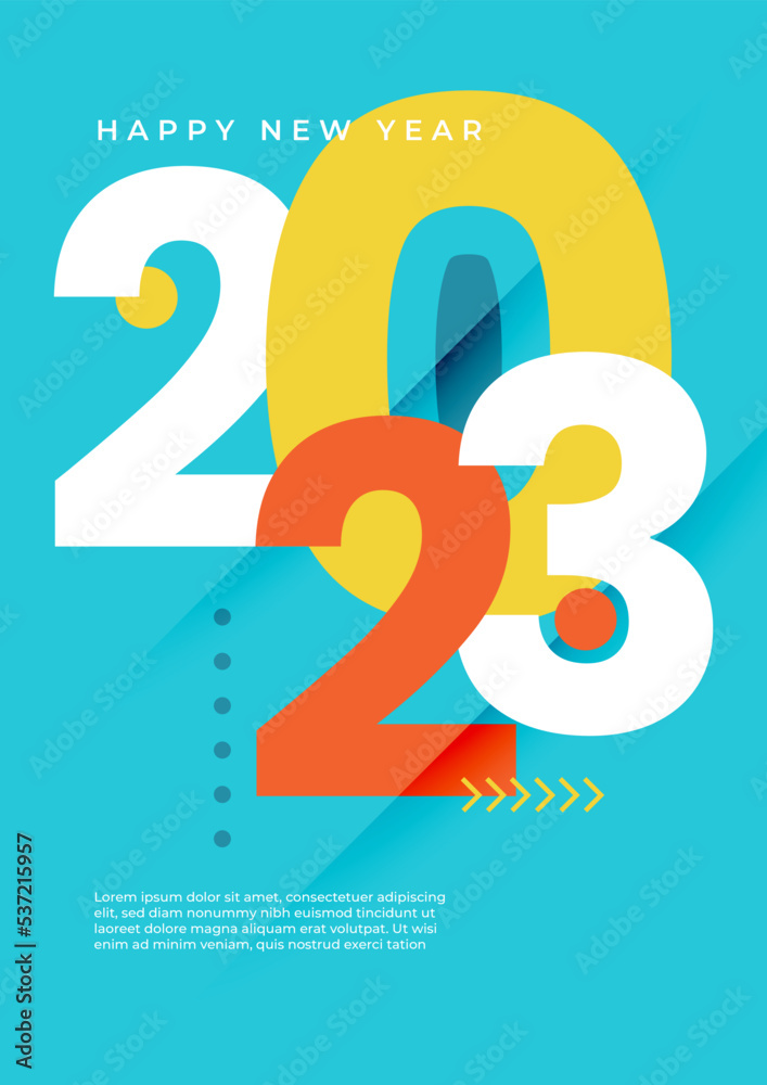 Colourful simple 2023 concept, Happy New Year poster card. Templates ...
