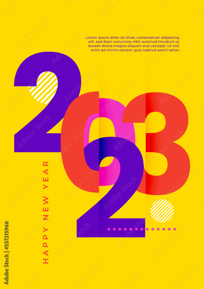 Colourful simple 2023 concept, Happy New Year poster card. Templates ...